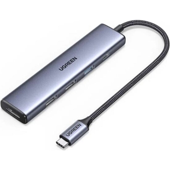 Хаб (разветвитель) Ugreen USB-C - HDMI, 3xUSB, серебристый (15495)