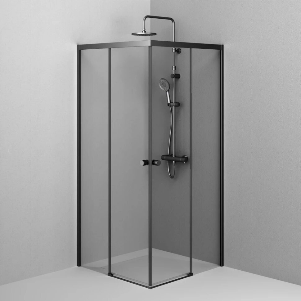 Душевой уголок Am.Pm X-Joy W94G-403-9090-BT1K 89x89 см, профиль черный матовый, стекло прозрачное
