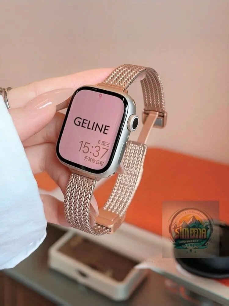 Ремешок для Apple Watch с магнитной застежкой "Пшеничный колос"S10/S9/S8/S7/S6/SE тонкий браслет унисекс - элитный аксессуар для делового стиля