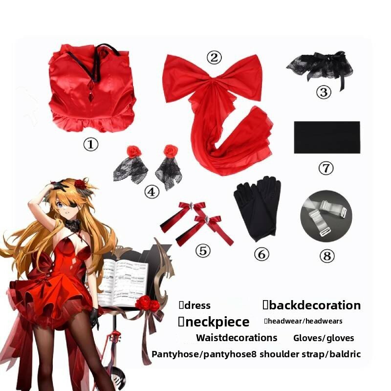 Neon genesis evangelion asuka langley soryu костюм косплей с переработанными волокнами для любителей косплея и уличной одежды xx1
