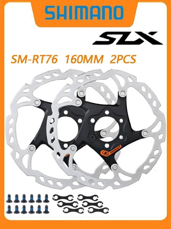 Shimano Deore SLX SM-RT76 Тормозной диск, 6 отверстий, ротор для горного велосипеда,160 мм, 2 шт.