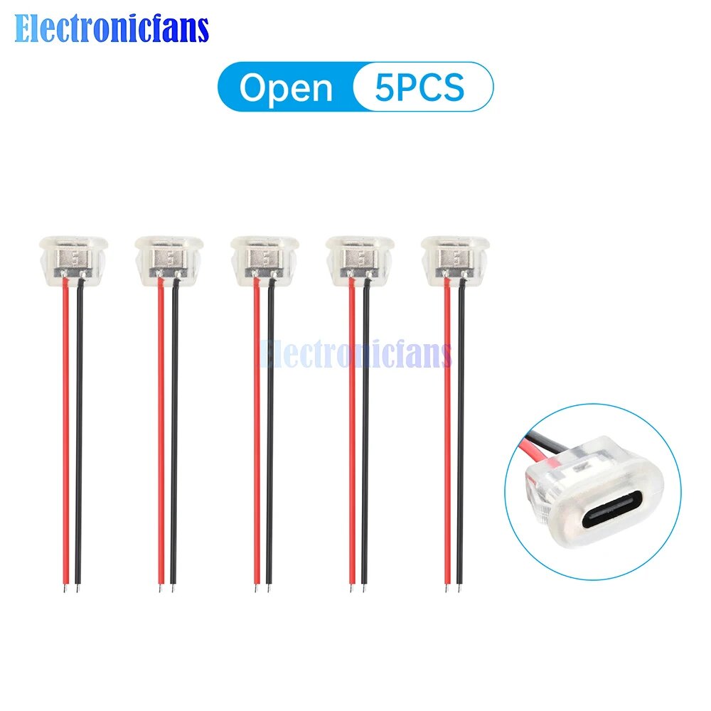 Водонепроницаемый USB-C разъем, прозрачный, 5шт