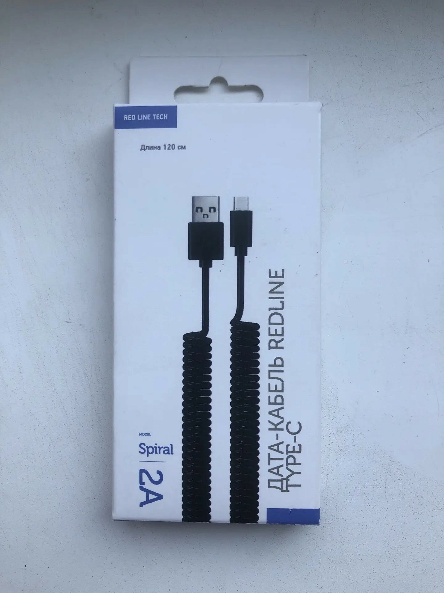 Дата Кабель USB 2.0 – Type-C, RED LINE TECH Spiral, черный/Black