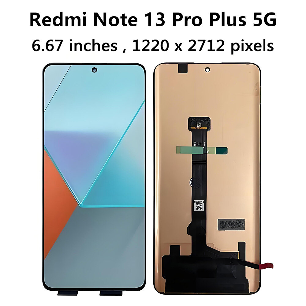 Дисплей AMOLED для Redmi Note 13 Pro Plus 5G 6.67 дюйма 1220×2712 пикселей, в сборе с тачскрином, золотой