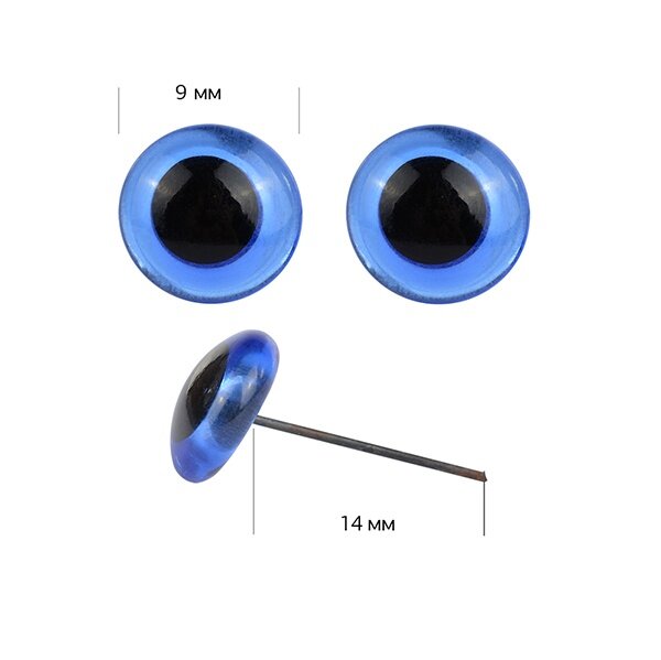 Глаза круглые Magic 4 Toys стеклянные, 9 мм, голубые, 100 шт (глаза. Стекл.9. Г)