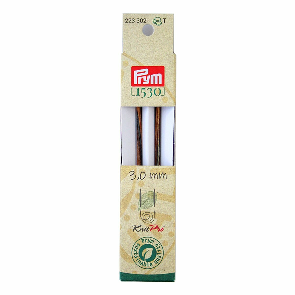Спицы PRYM "Natural", съемные, длинные, береза, диаметр 3 мм, 11,6 см, 2 шт (223302)