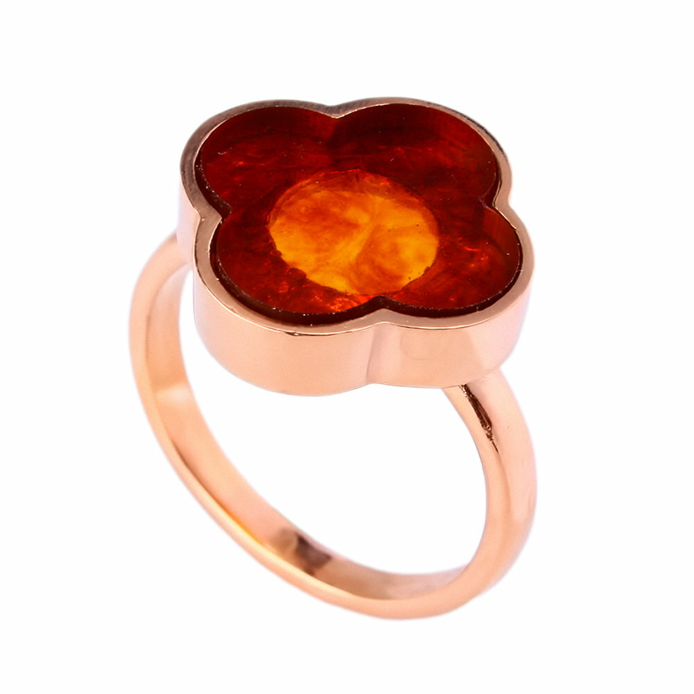 Кольцо Amberprofi, серебро, 925 проба, родирование, янтарь