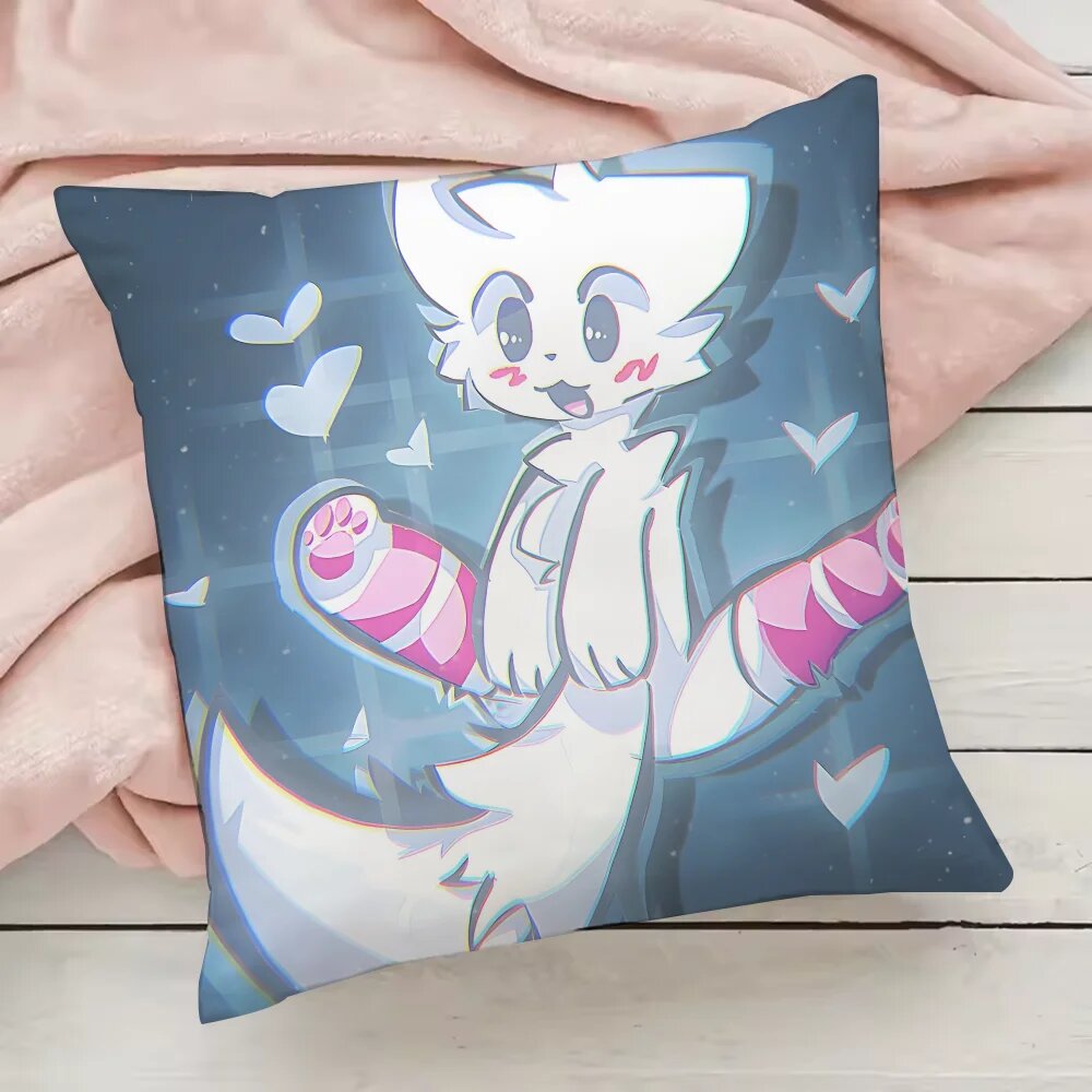 Boykisser Silly Cat Cute Pillow Case Pillowcase Anti-dustmite Pillow Invisible zipper silky short plush Sofa cushion cover