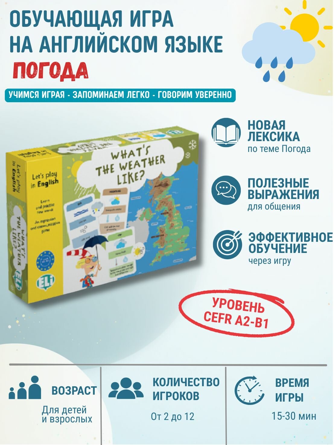 What's the weather like? (A2-B1) / Обучающая игра на английском языке "Какая погода?"