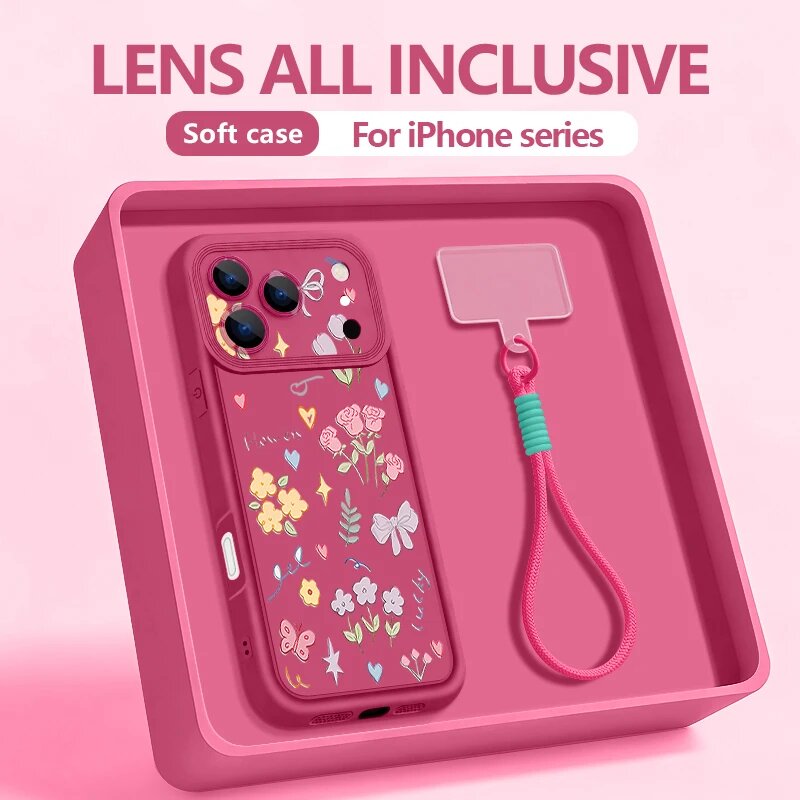 Мягкий чехол-ремешок для iPhone 17 Pro Max, 16, 14, 15, 17 Pro, Айфон 16 Про, Розовый, A762 Hot Pink