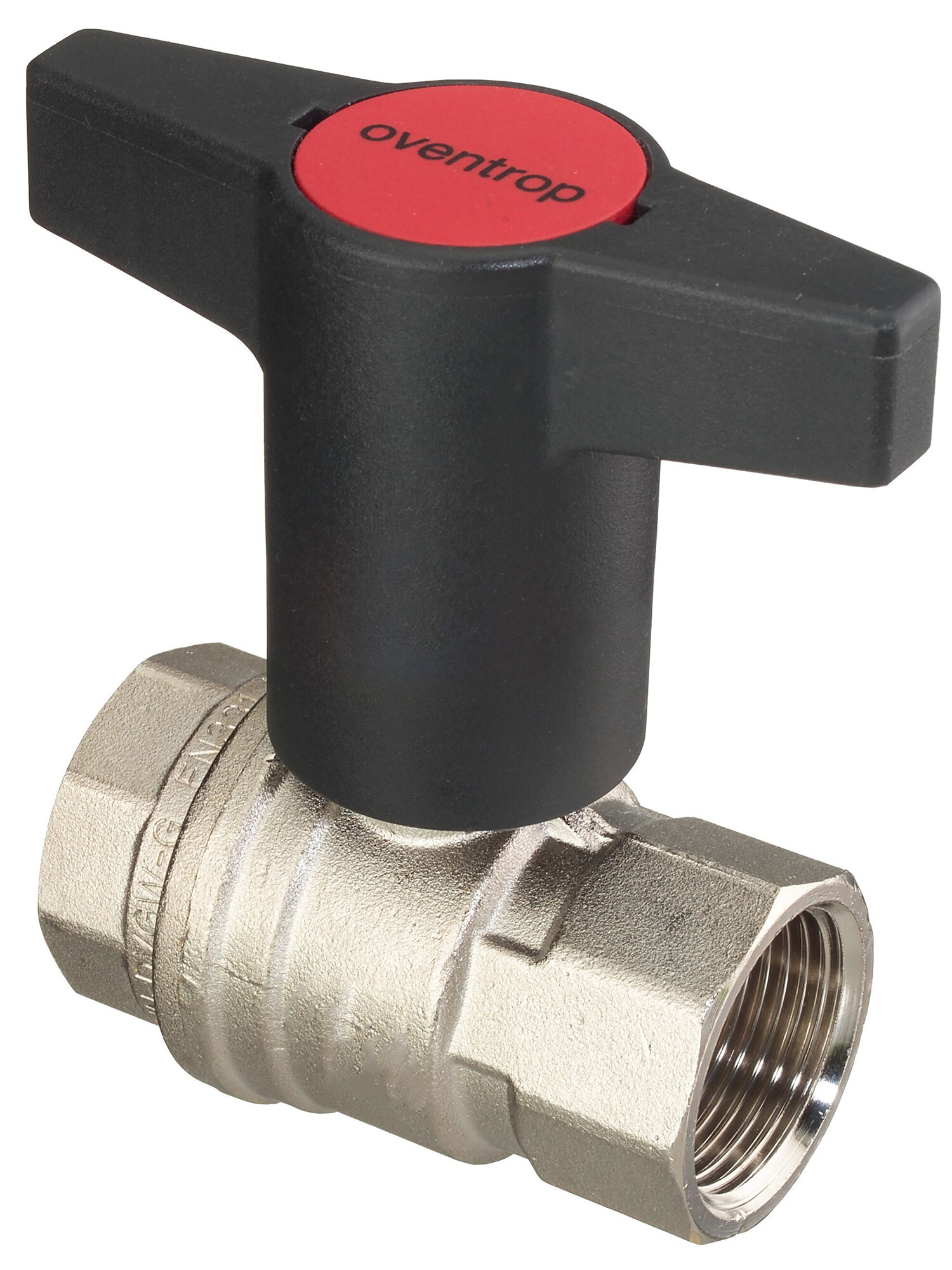 Кран шаровый Oventrop Optibal 1.1/4"ВВ DN-32 полнопроходной 16 бар, латунь ник. удл. 1077110