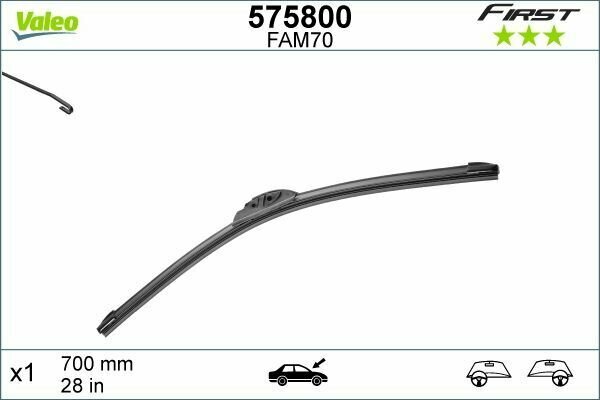 Щетка стеклоочистителя бескаркасная 700 мм VALEO 575800 крепление крючок