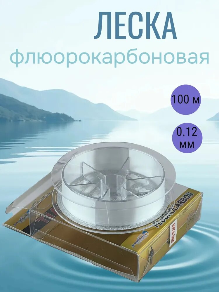 Флюорокарбоновая леска для рыбалки, размотка: 100 м, толщина: 0.12 мм