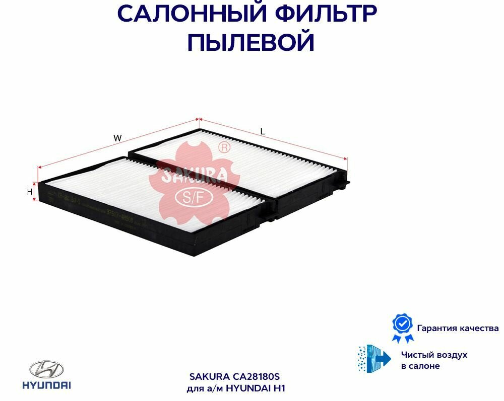 Фильтр салонный Sakura CA28180S для а/м HYUNDAI H1