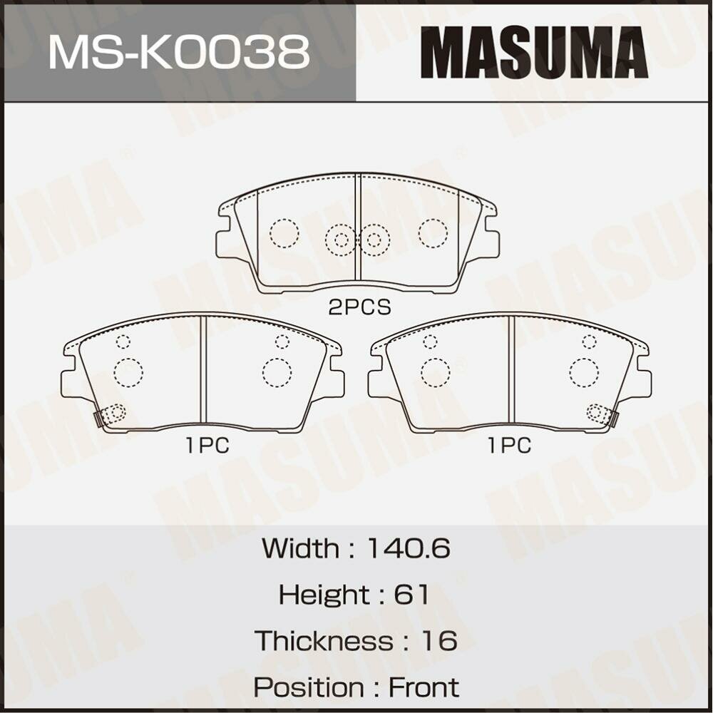 MS-K0038 Колодки тормозные HYUNDAI 12- диск. перед.