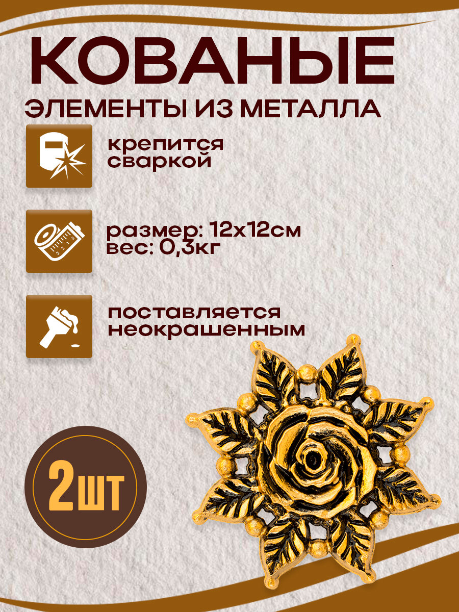 Кованые элементы из металла, 12х12 см, односторонний , Иран, 2 шт.