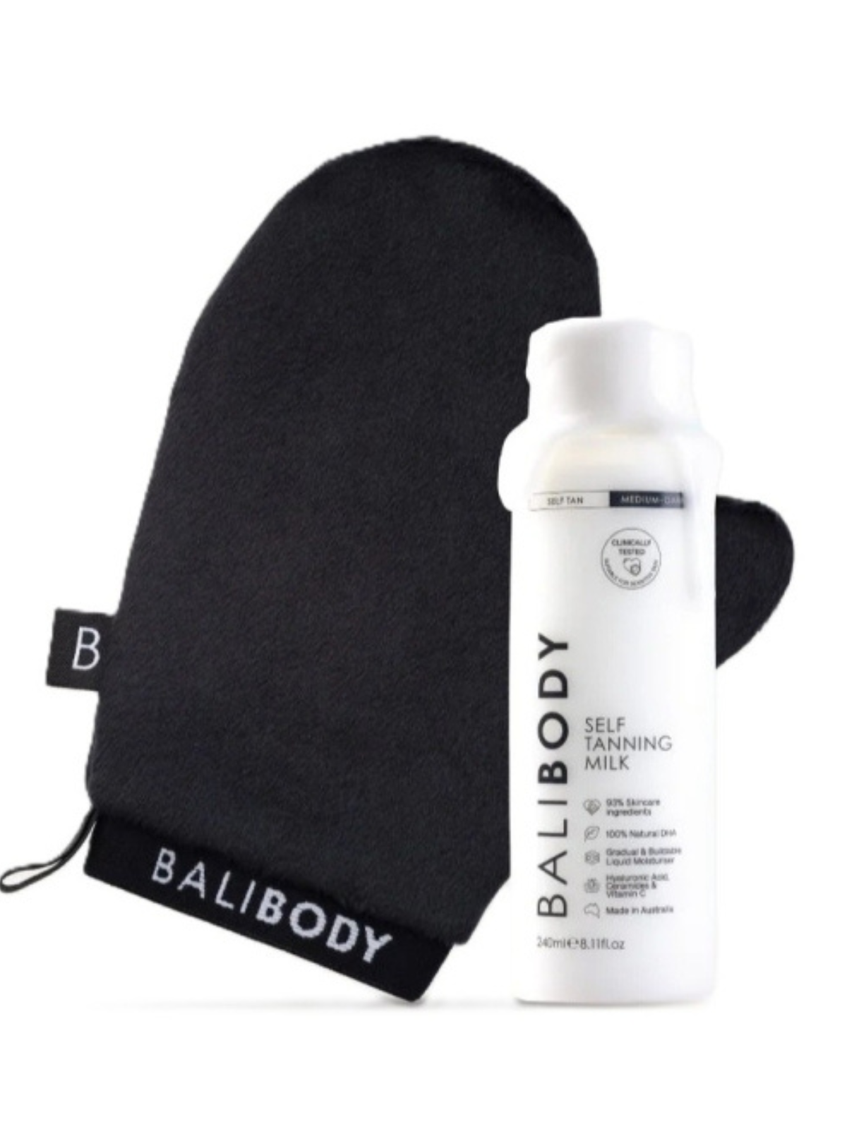 Набор молочко-автозагар для тела и лица с рукавичкой BaliBody Self Tan Body Milk