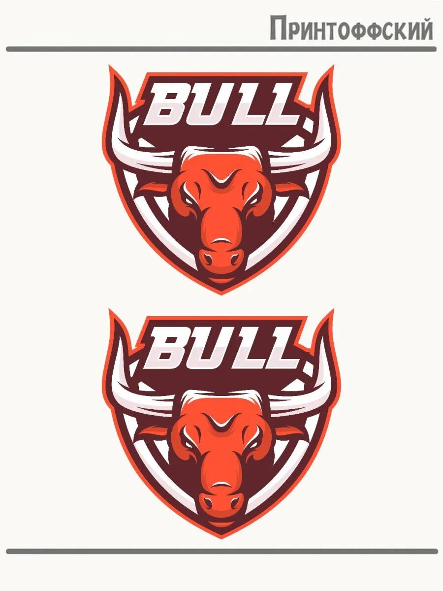 2-е (Две) Термонаклейки бык крассный bull
