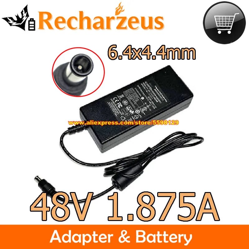 Адаптер Recharzeus 48V 1.875A 6.4x4.4mm