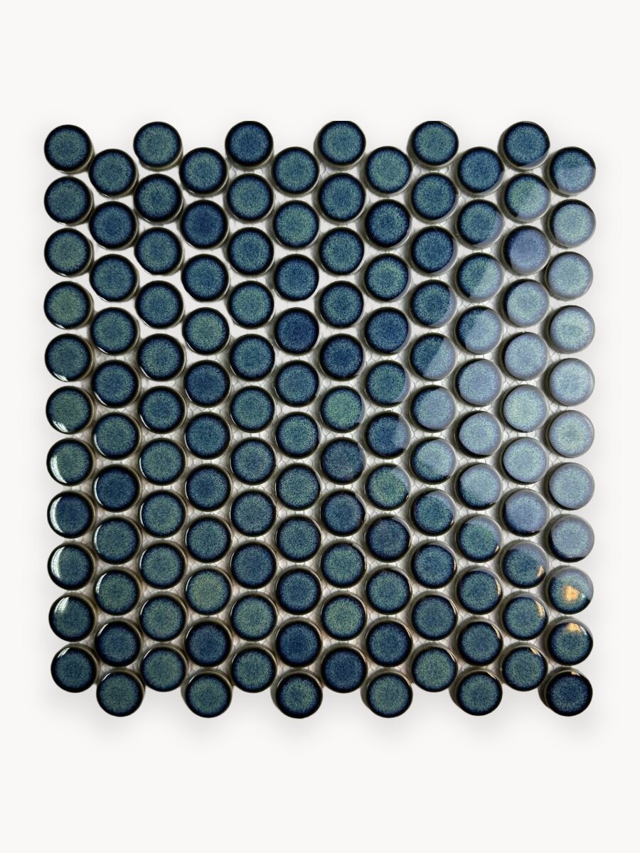 Плитка мозаика керамическая Round midnight blue 1 шт