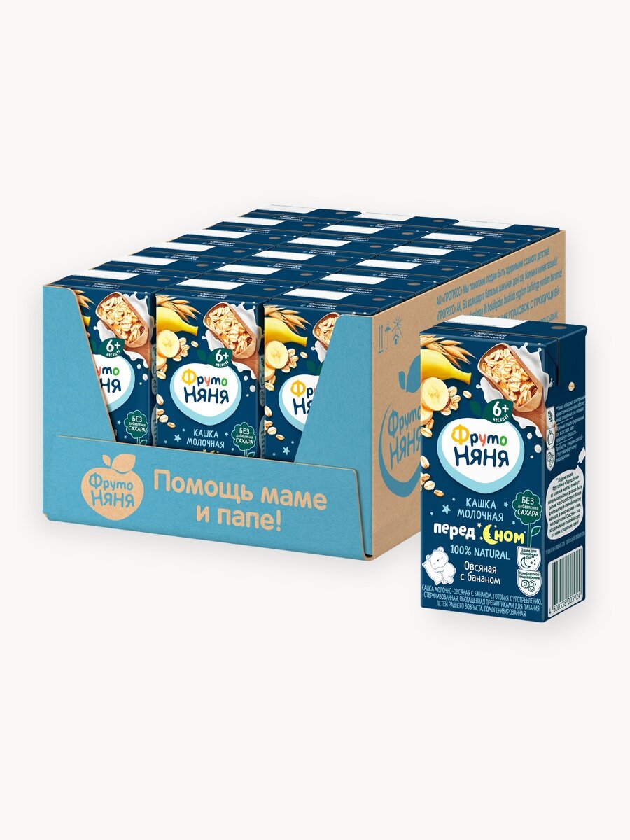 Спайка Кашка молочная ФрутоНяня овсяная, банан, 200мл (18 шт)