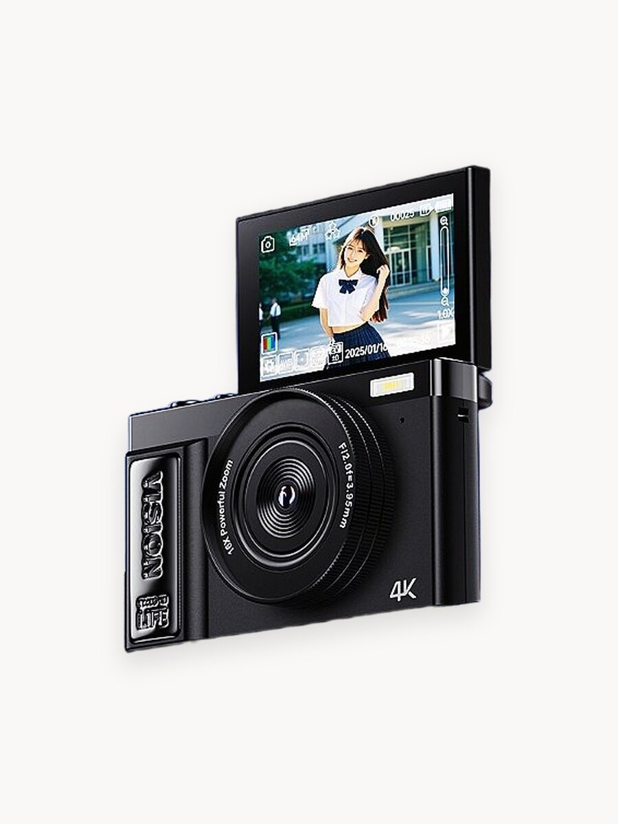 Цифровая камера 4K, автофокус, 64МП, 3", USB-C, поддержка 32ГБ，Цифровая зеркальная фотокамера Micro