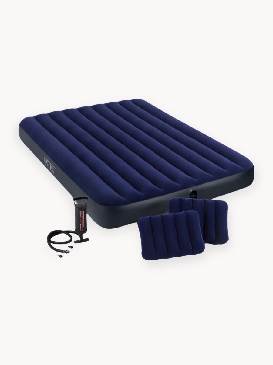 Надувной матрас CLASSIC DOWNY AIRBED FIBER-TECH, 152Х203Х25СМ с подушками и насосом