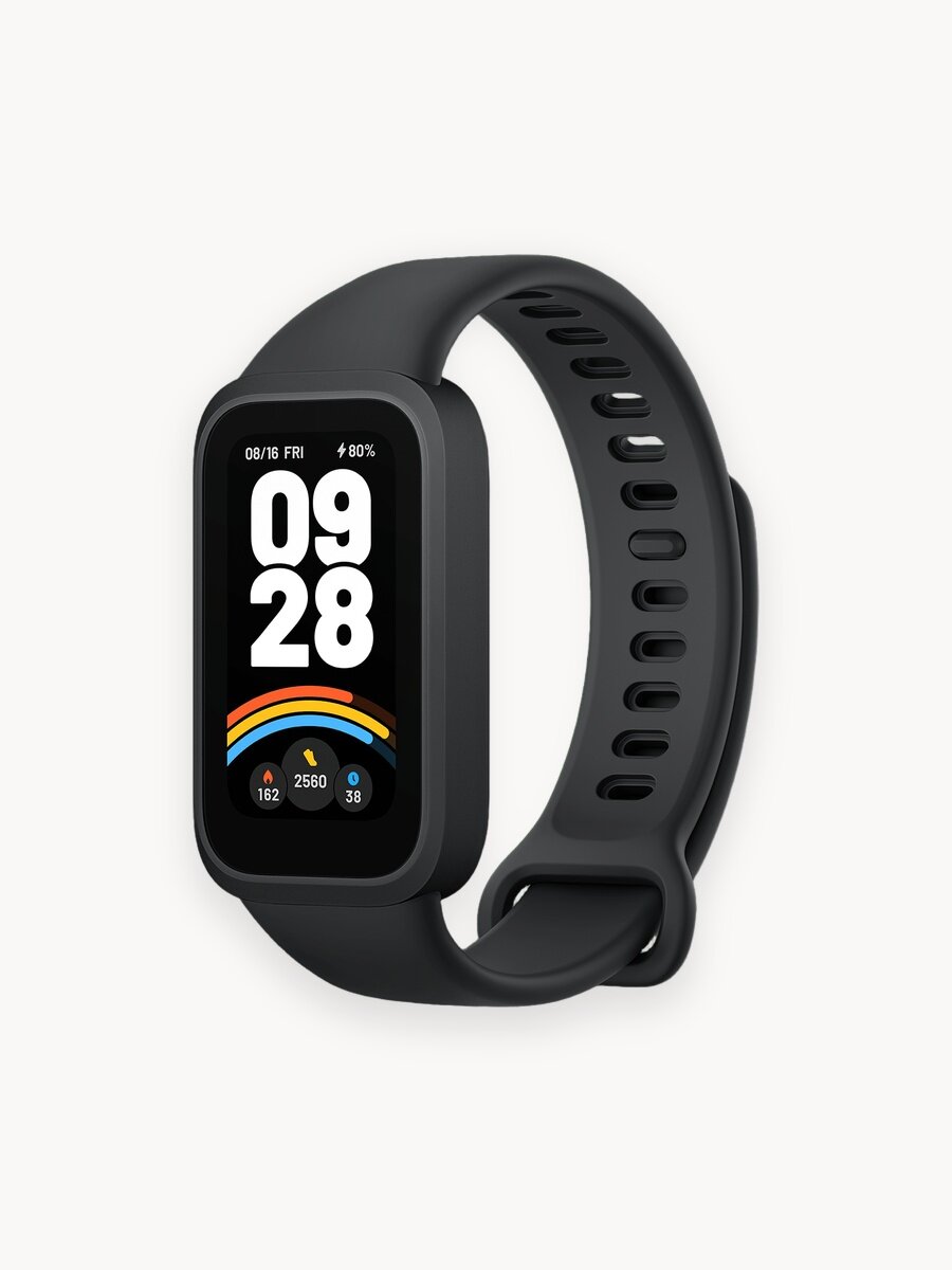 Фитнес браслет Xiaomi Smart Band 9 Active Black, квадратный, монитор сна, водонепроницаемый, чёрный