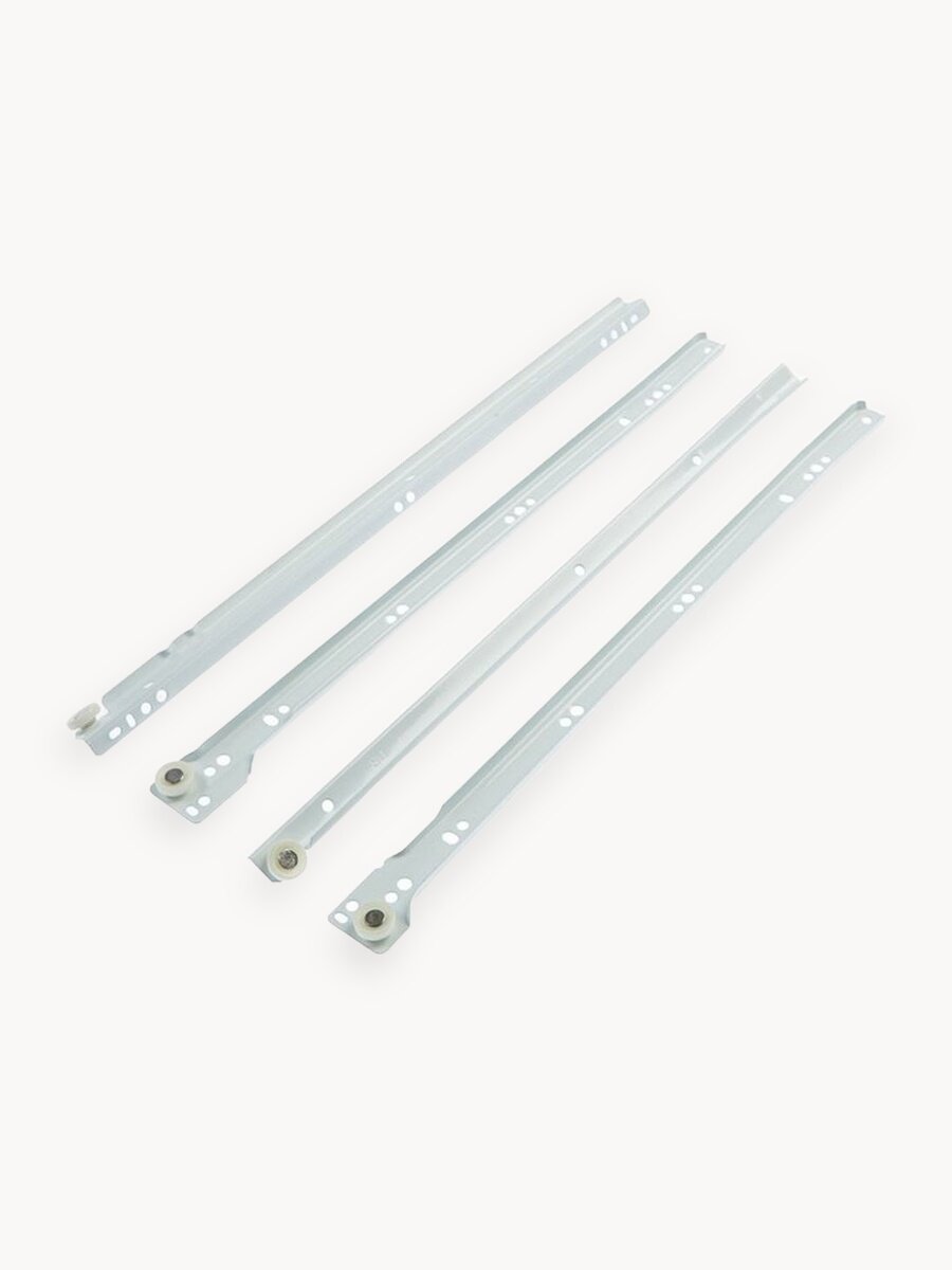 Роликовые направляющие, металл, длина 450 мм, 0.8 мм, цвет белый