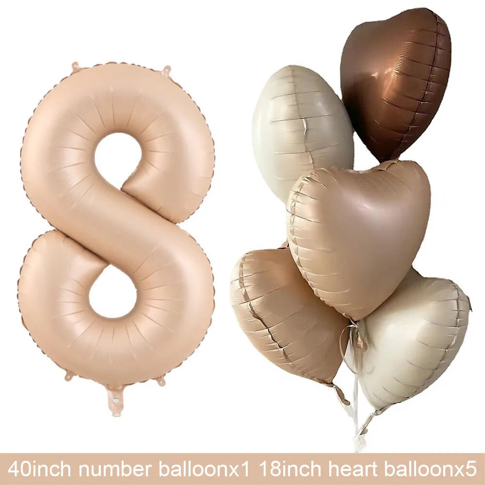 Декорации для вечеринок фольгированные баллоны карамельного цвета, латексные баллоны карамельно-шоколадного цвета для украшения детских днём рождения (6 штук), 40-дюймовый набор ретроцветных цифровых баллонов, 18-дюймовый набор комбинированных
