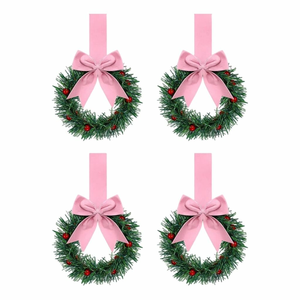 Кольцо для подвешивания в шкафу с бант-лентой-розовое-набор из 4 штук