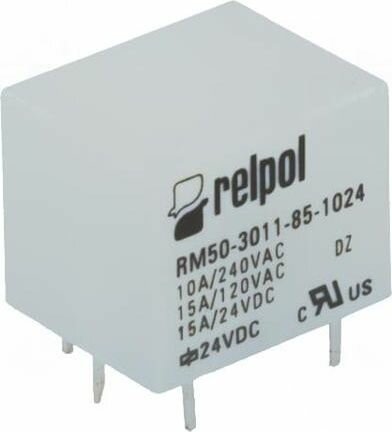Реле электромагнитное RELPOL RM50-3011-85-1024, SPDT, Uобмотки: 24ВDC, 10A/240ВAC, 15А
