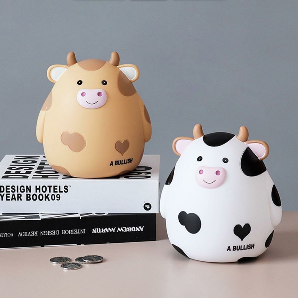 Милая копилка в виде коровы для детей, безопасная и не бьющаяся копилка для монет, подарок для мальчиков и девочек
