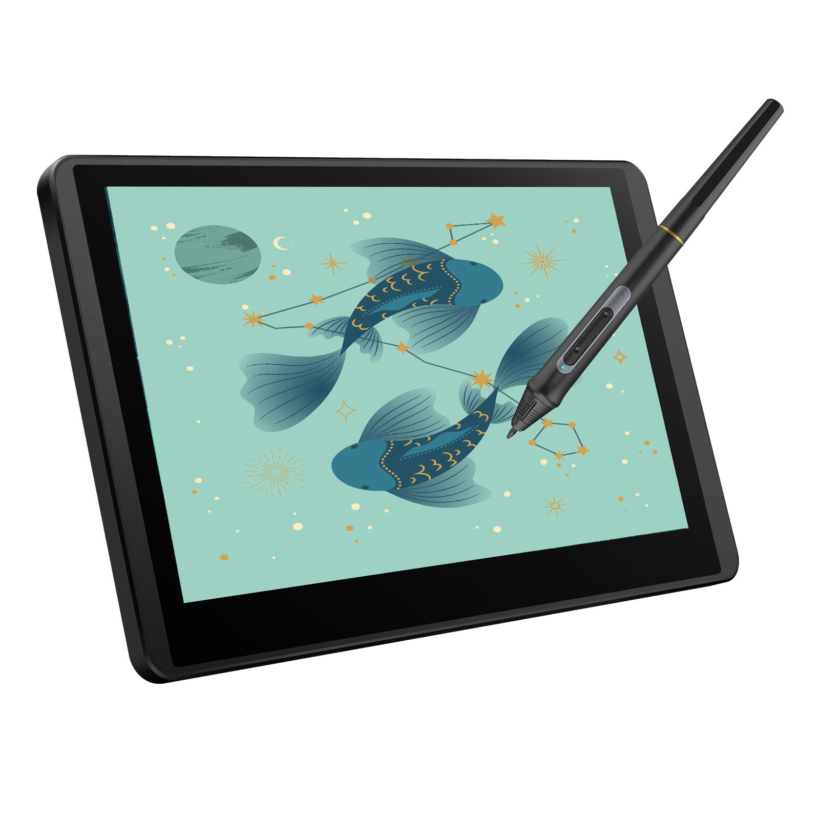 12HD-A H-IPS LCD Graphics Drawing Tablet Monitor 11.6 Inch 1366x768 Display 8192 Pressure Level Passive Technology Tilt Function Windows MacOS USB-Powered Low Consumption 1.67M Color 5080 LPI 266 PPS 1000:1 Contrast 250cd/㎡ ±60° Tilt 25ms Response ±0.3mm