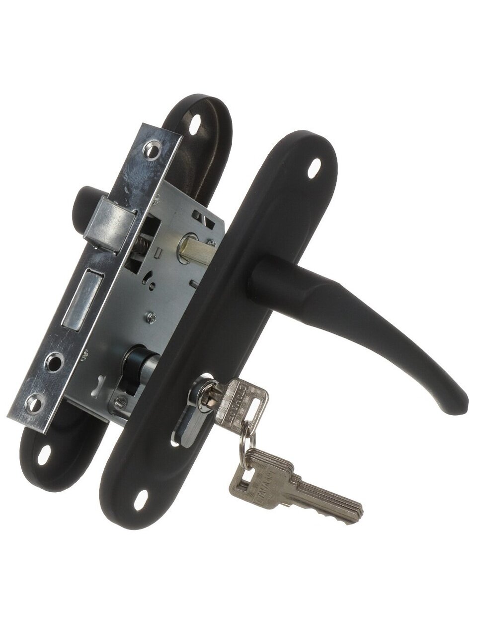 Замок врезной Зенит, ЗВ4-50.01, БП-00013964, ручка в комплекте, цилиндровый, матовый черный