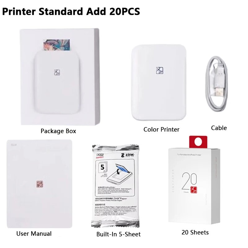 GOOJPRT MT53 Термальный принтер Printer Add 20PCS