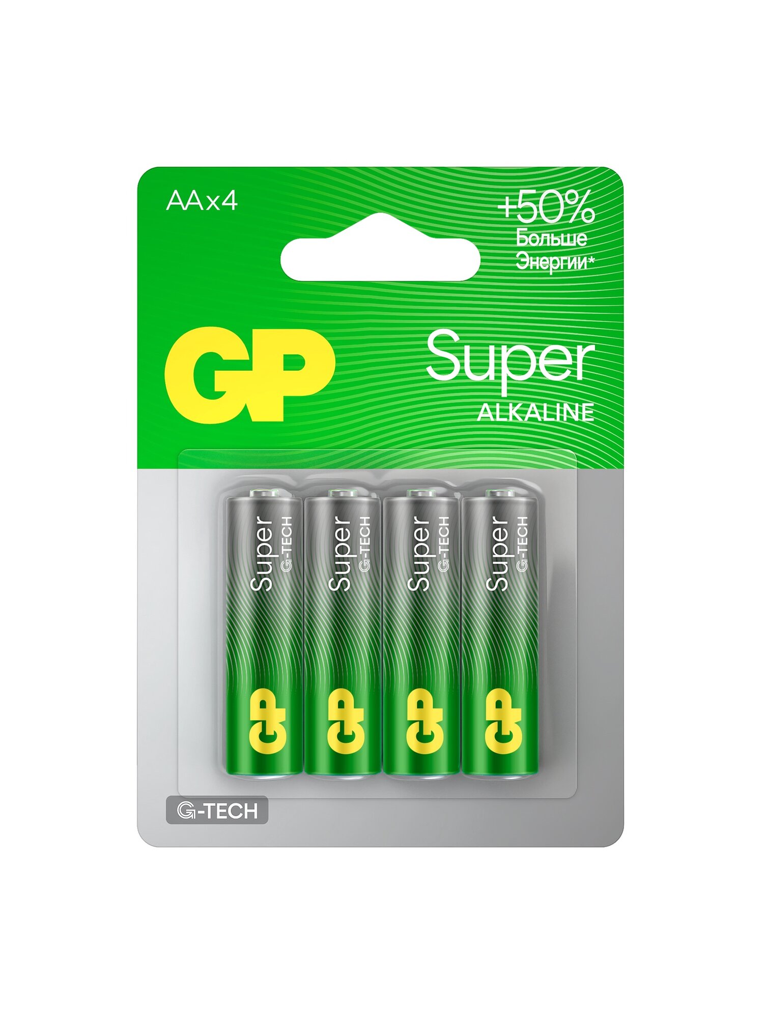 Батарейка алкалиновая GP Super, AA, LR6-4BL, 1.5 В, блистер, 4 шт.