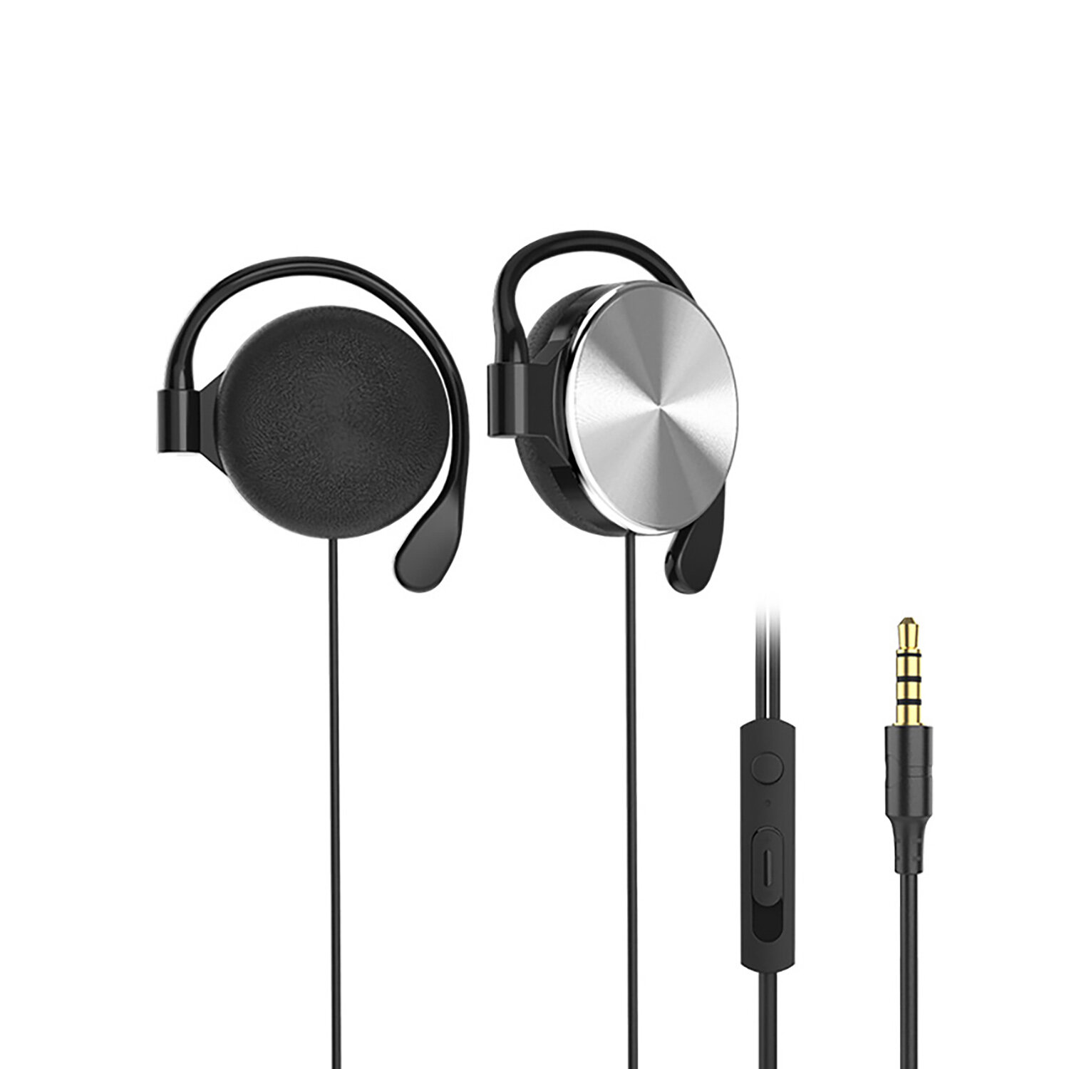 Наушники с креплением на уши, спортивные проводные гарнитуры с проводным управлением и тюнером, наушники с гальваническим покрытием, CD, отпечаток пальца