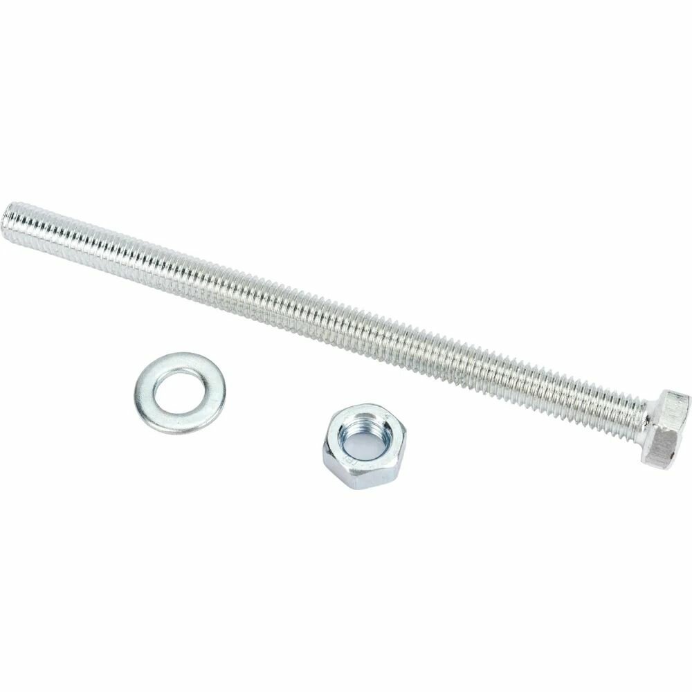 Болт Tech-Krep/Zitar DIN933 с шестигранной головкой, оцинкованный М8х120 + гайка + шайба 2 шт - пакет 136913