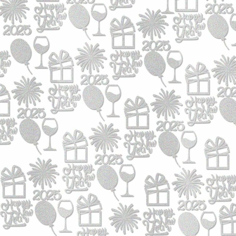 100 шт, Новогодний фейерверк конфетти-серебристый