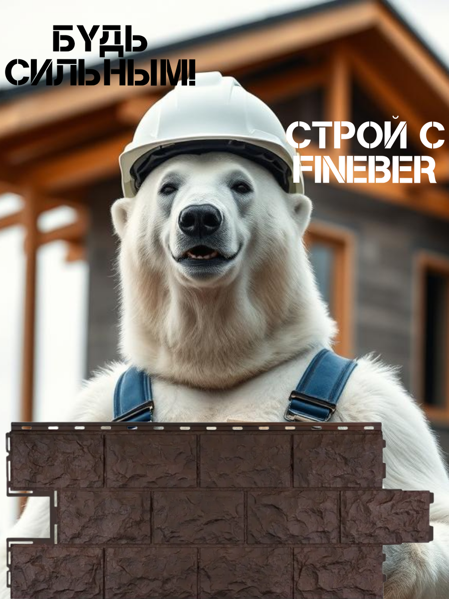 Фасадная панель камень Доломит дачный, цвет темно-коричневый, 8 шт