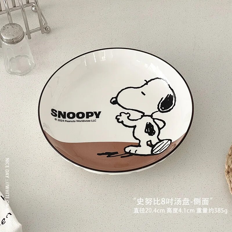 Керамические тарелки Miniso Snoopy, кавайные торты, десертные тарелки, корейские повседневные предметы домашнего обихода, подарки на день рождения для пары с героями мультфильмов аниме