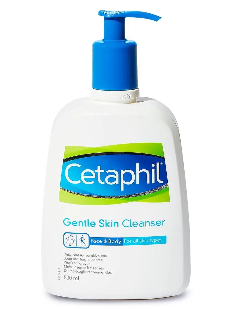 Очищающий гель для лица и тела Cetaphil Gentle Skin Cleanser 500 мл, средство для умывания жирной и комбинированной чувствительной кожи с пантенолом и ниацинамидом