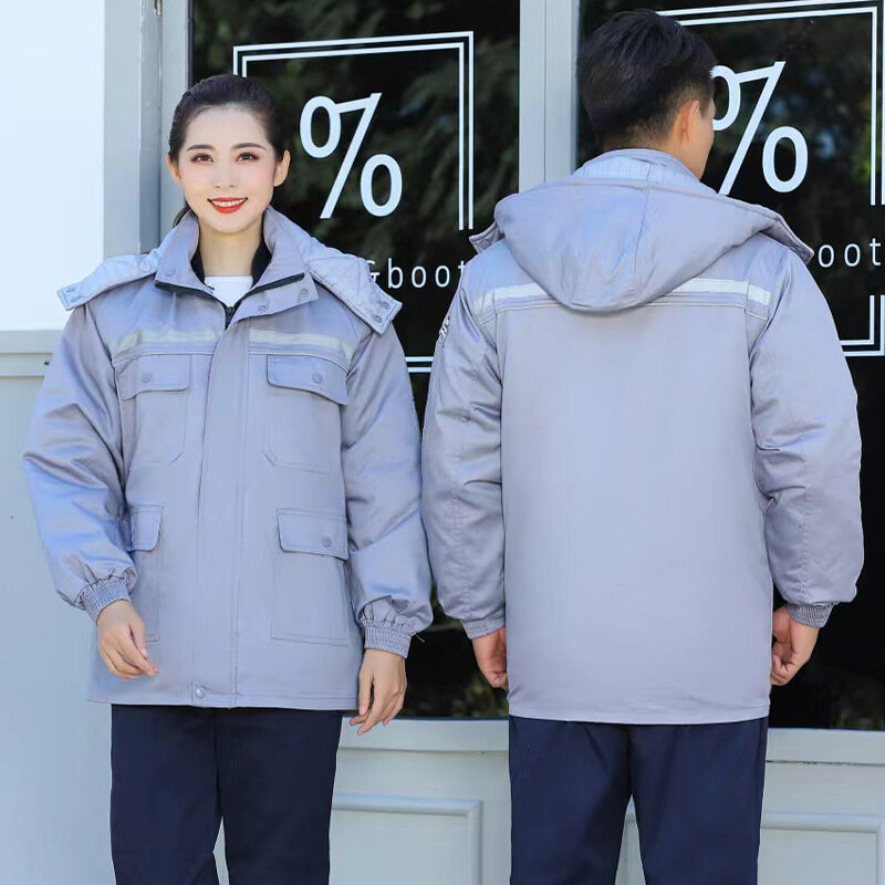 Антистатическая рабочая одежда для мужчин, с возможностью нанесения логотипа, светоотражающая, для авторемонта, обслуживания, электриков, защиты труда, хлопковая куртка, зимняя рабочая одежда