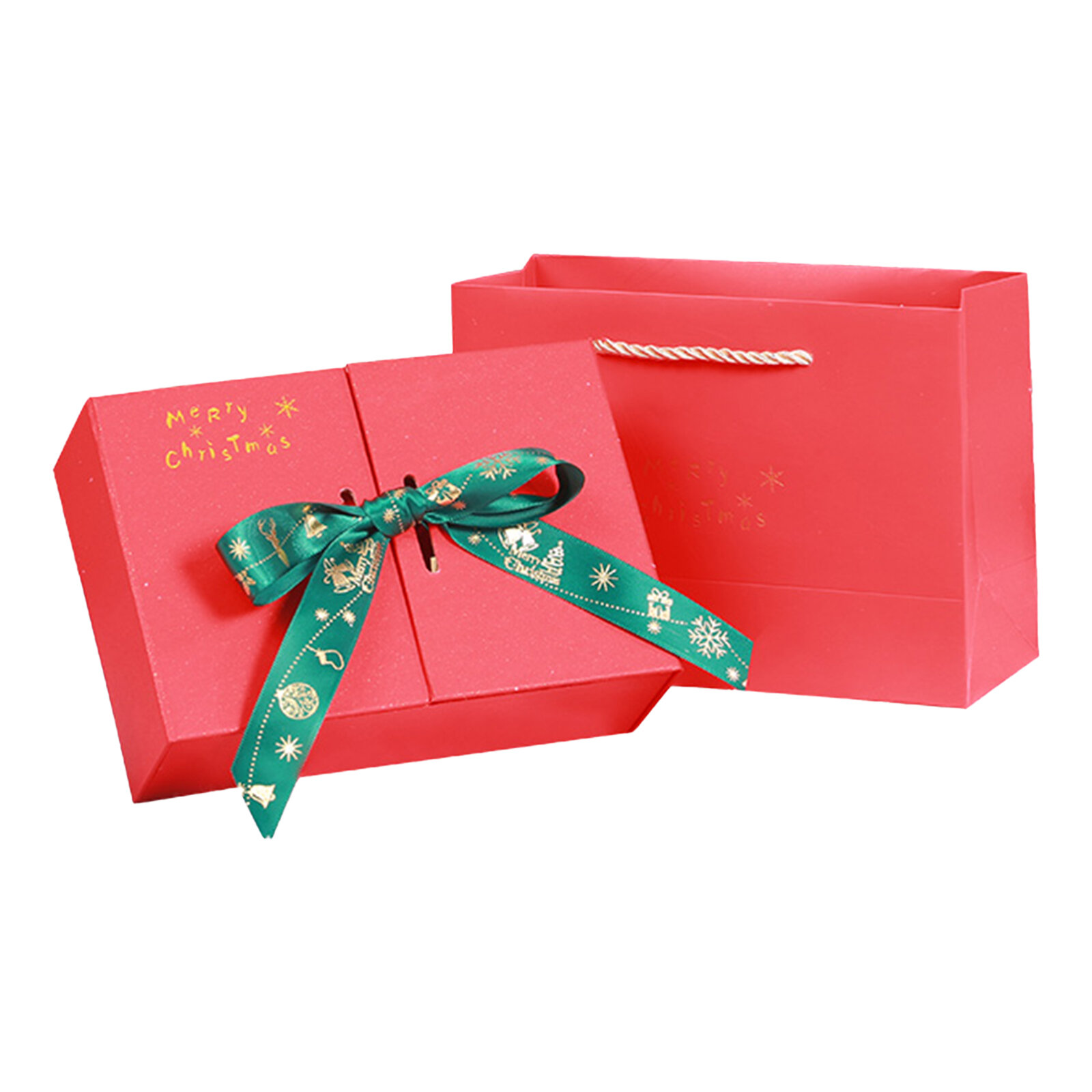 Коробка Подарок Рождественская Размеры S M L Цвет Красный Зеленый Материал Бумага Дизайн Петля Двухдверный В комплект входит 1 Коробка 1 Сумка для Коробки Подарка Рождество Новый Год Праздники День Рождения Юбилей Декорации Карты