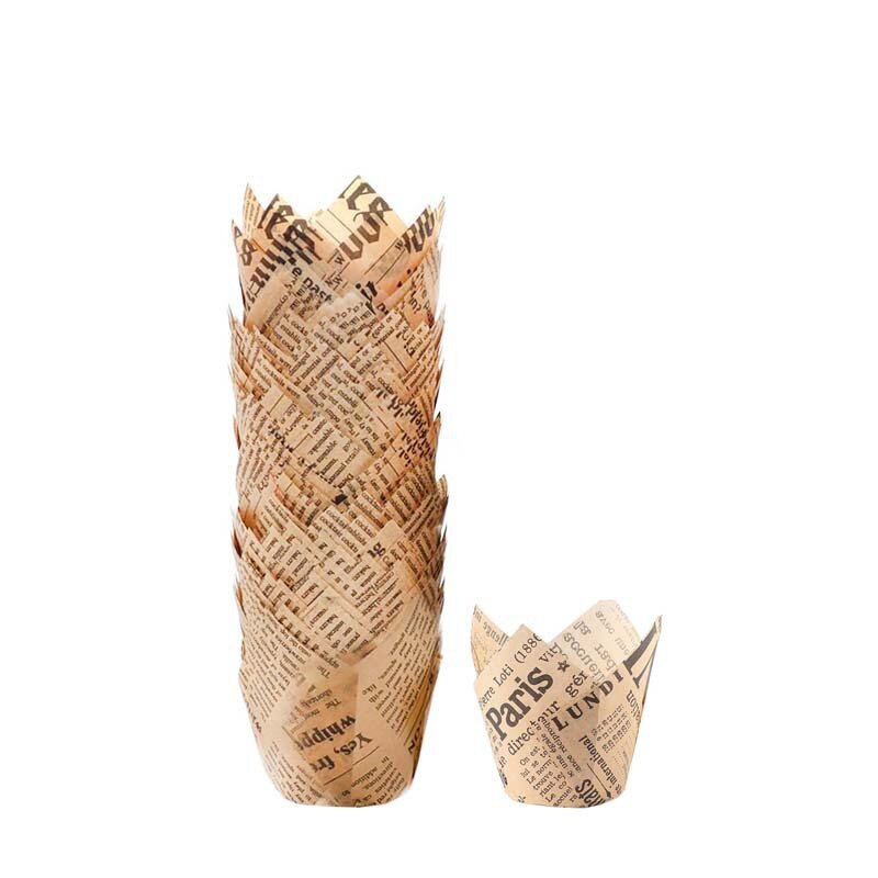 Тюльпан кексы упаковка маслостойкие хлебные бумажные лотки газеты бумажные стаканчики печатные английские кружки 200 шт