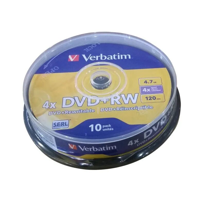 Verbatim Диск для записи DVD+RW, 4,7 ГБ, 10 шт