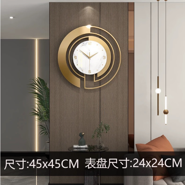 Настенные часы лаконичный дизайн 45×45 см – золотой корпус, белый циферблат, золотые стрелки