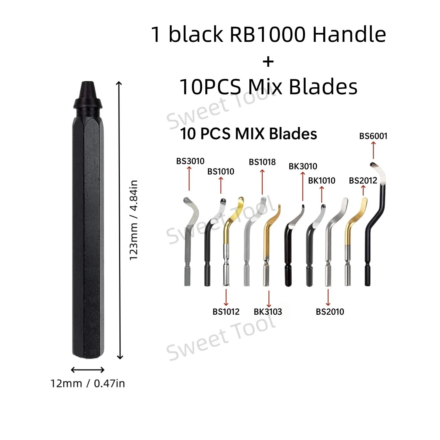 Инструмент для снятия заусенцев RB1000, Black Mix, 10 лезвий