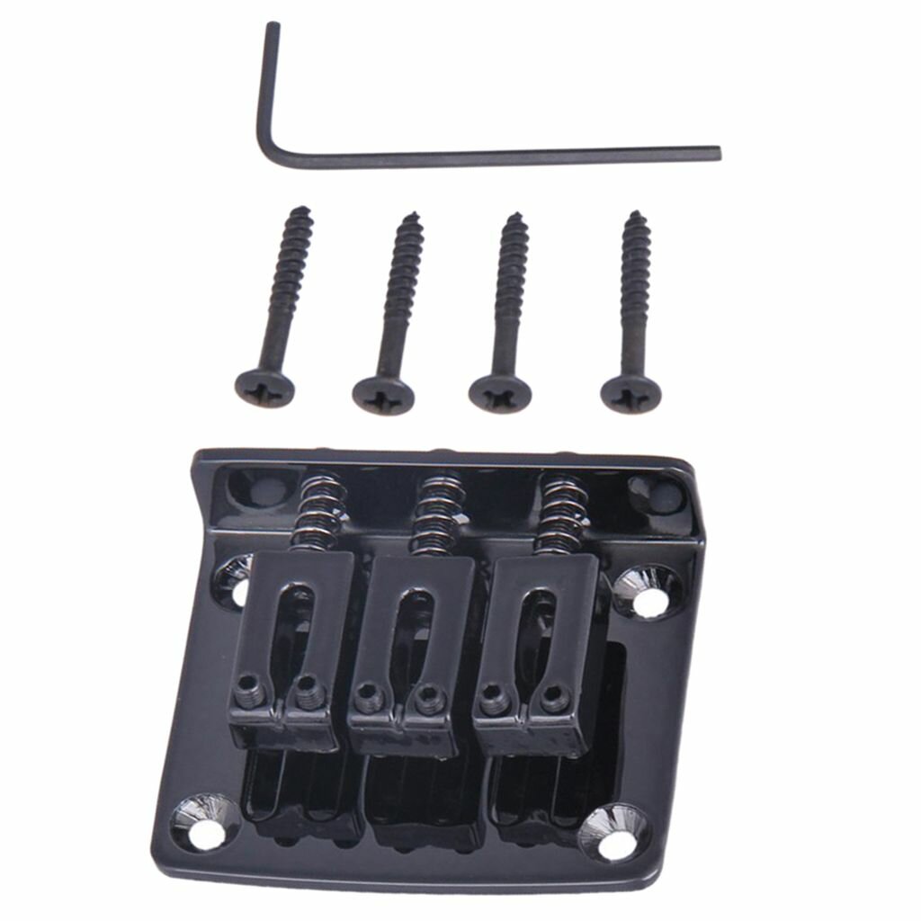 Бридж для 3-струнной электрогитары, комплект с ключом и винтами, черный